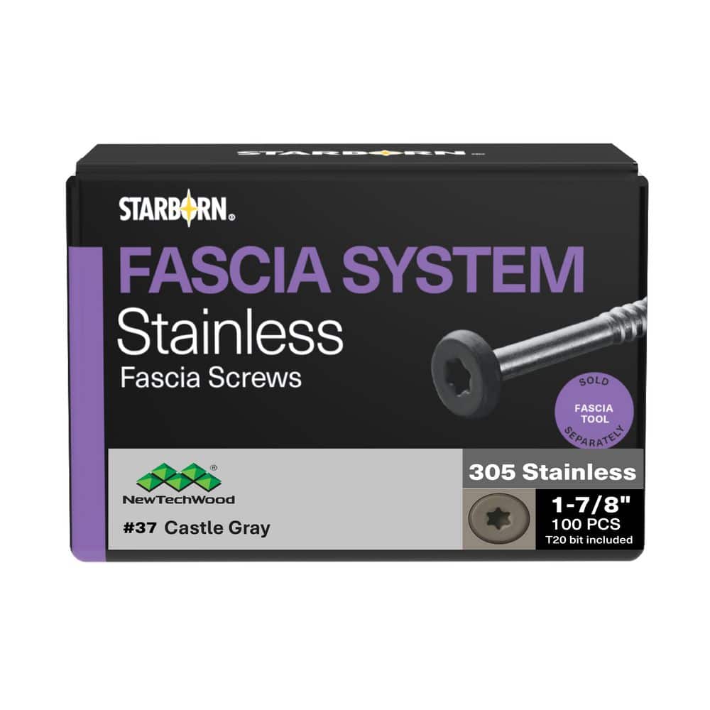 NewTechWood 1-Pack #9 x 1-7/8 in. Castle Gray Stainless Steel Torx Pan ...