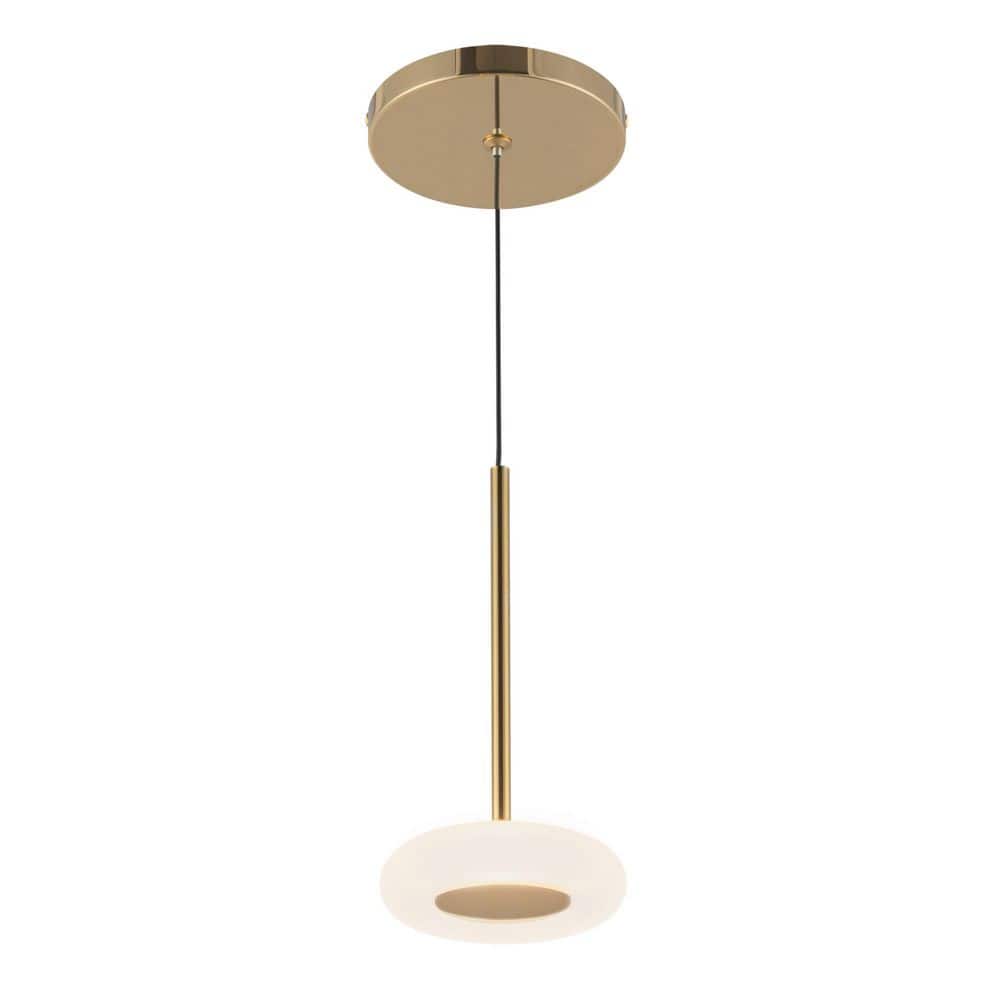 KUZCO Stephord 4-in 1 Light 6-Watt Metallic Brass/Frosted Glass ...