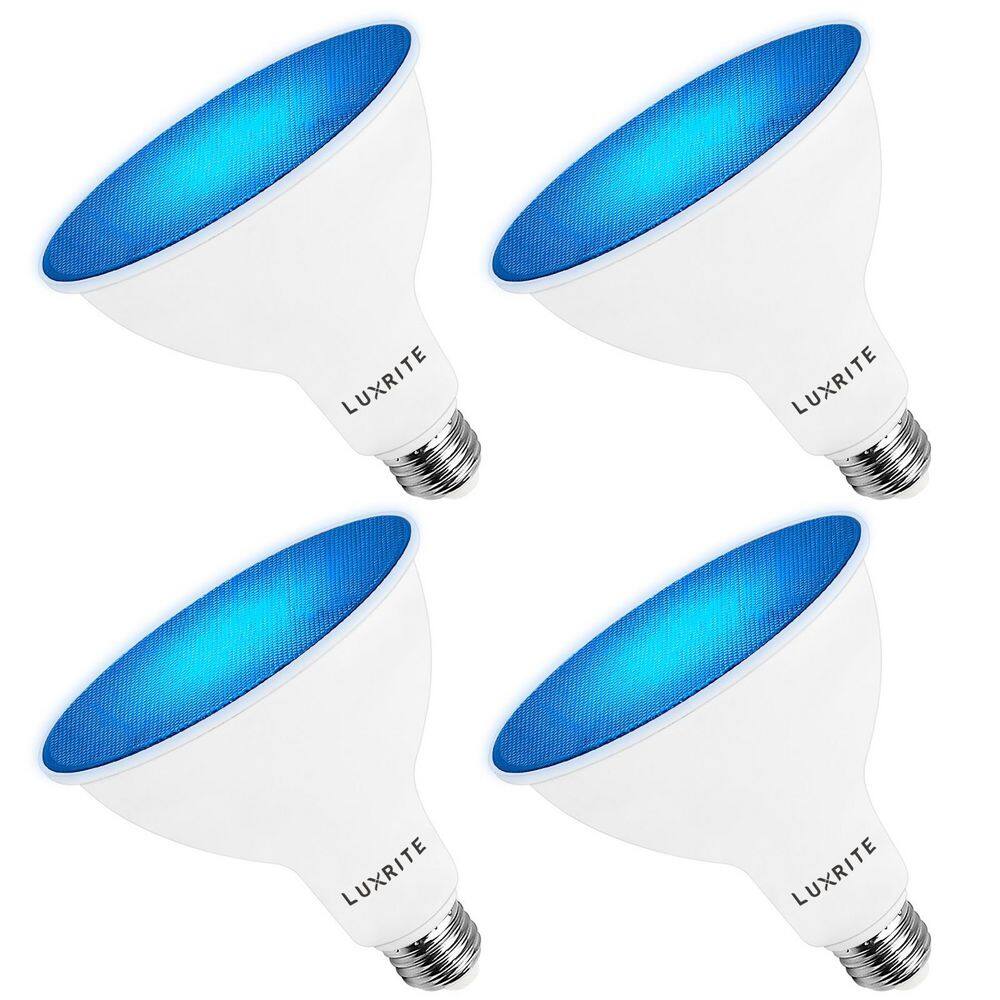 LUXRITE 45-Watt Equivalent PAR38 LED Light Bulbs Flood Blue Light Bulb ...