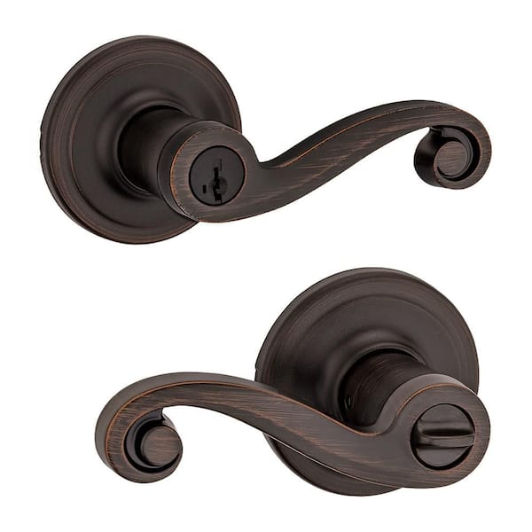 Kwikset Lido Venetian Bronze Keyed Entry Door Handle with Lock ...