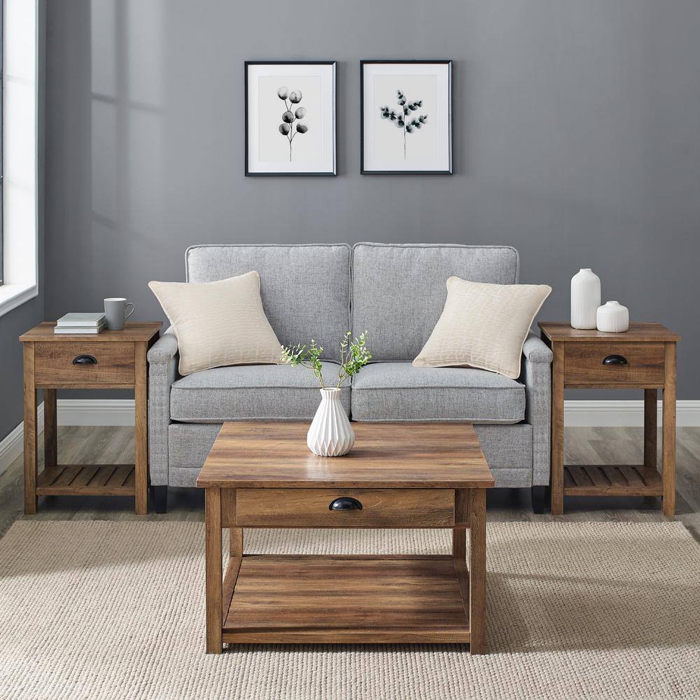 Welwick Designs 3 Piece Reclaimed Barnwood Rustic Living Room Set ...