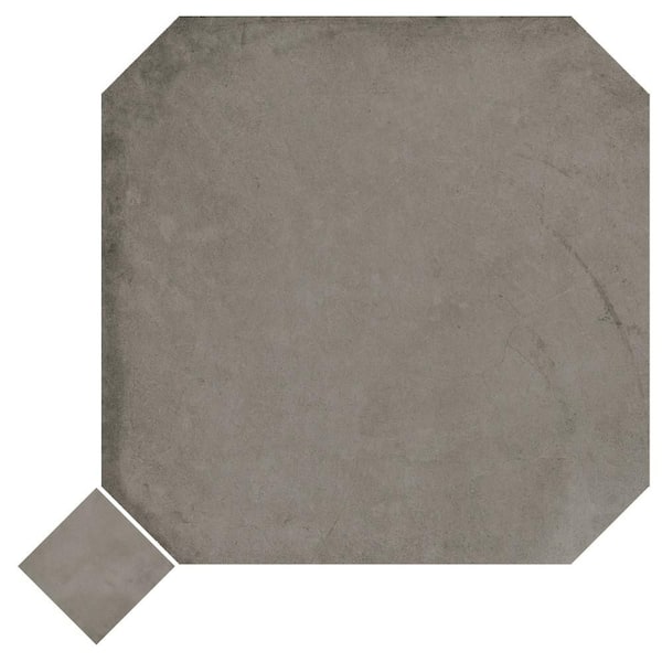 Merola Tile Laverton Octagon Grafito with Taco Grafito 8 in. x 8 in ...