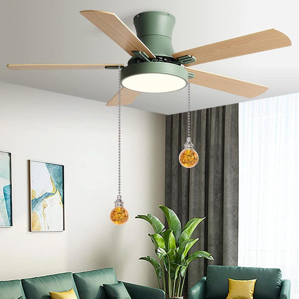 phyfalip Amber Crystal Glass Ice Cracked Ball 20 in. Ceiling Fan Pull ...