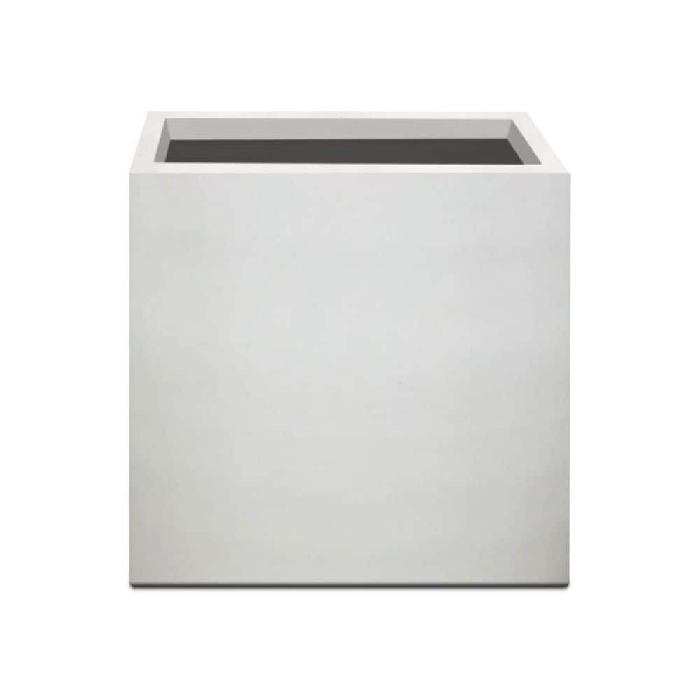 KANTE 12" Square Pure White Concrete Planter with Drainage Plug for ...
