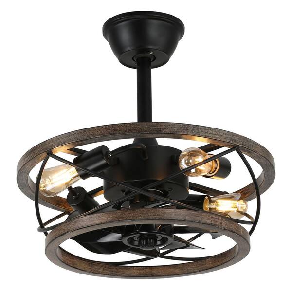 Bella Depot 18 in. Indoor Drum Solid Wood Chandelier Adjustable Pendant ...