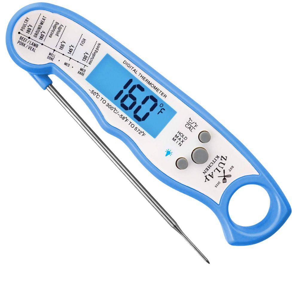 Zulay Kitchen Instant Read Digital Meat Thermometer with Probe - Dark ...