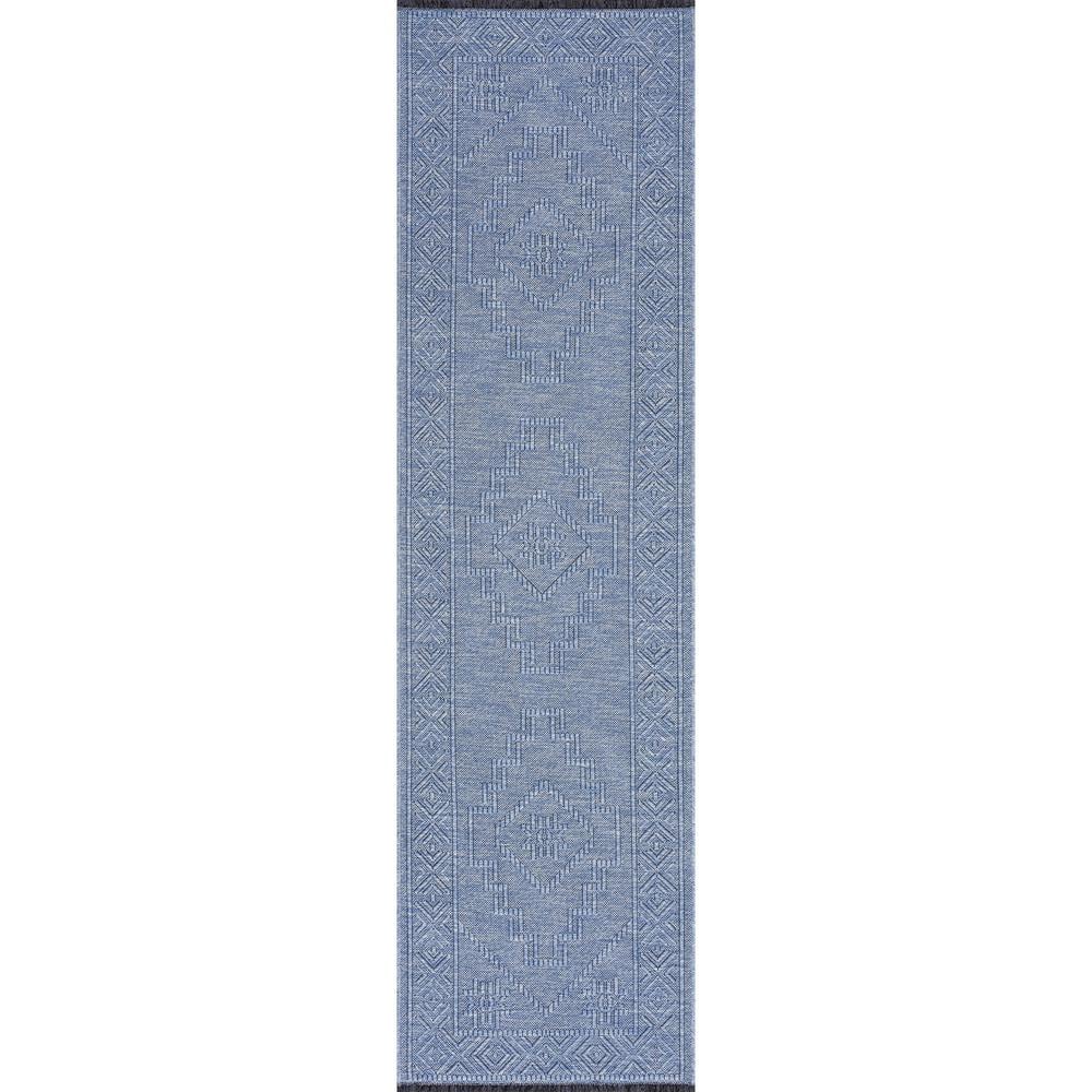 Tayse Rugs Alma Blue 2 ft. x 8 ft. Moroccan Machine Washable Indoor ...