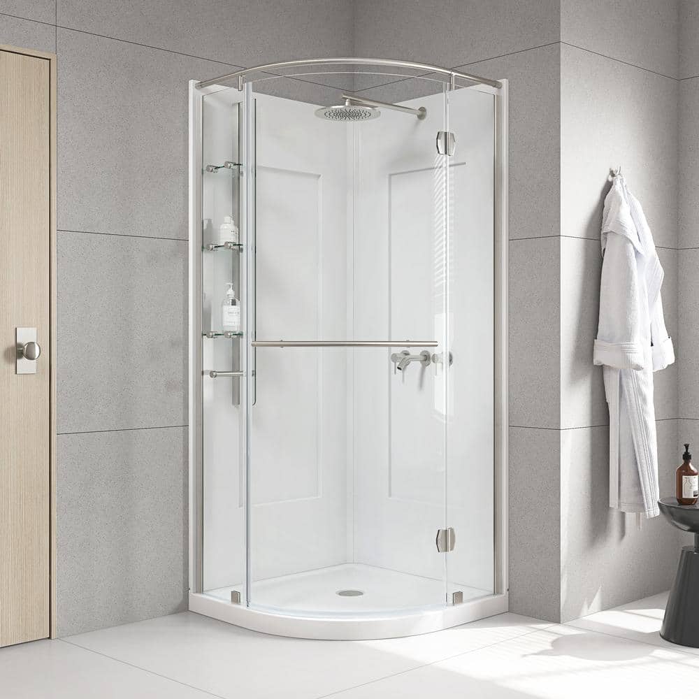 Glacier Bay Glamour 34 in. x 76.40 in. Corner Drain Corner Shower Kit ...