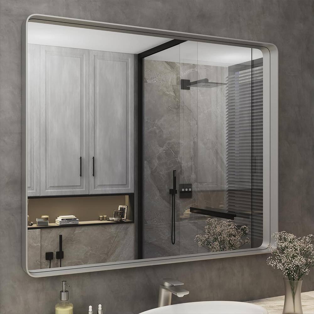 waterpar 40 in. W x 32 in. H Rectangular Aluminum Framed Wall Bathroom ...