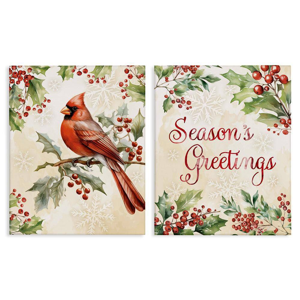 Stupell Industries Season's Greetings and Cardinal by Nicole DeCamp 2 ...