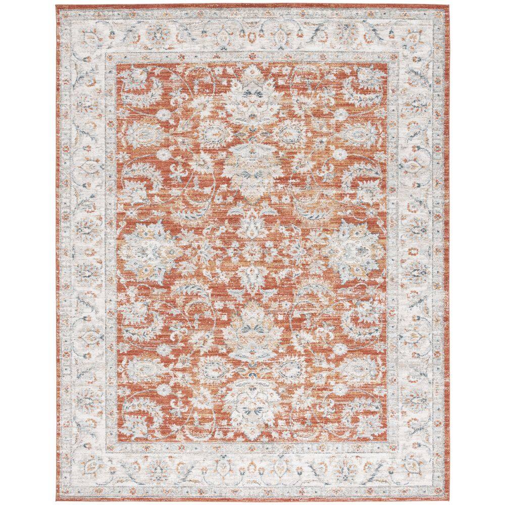 SAFAVIEH Avalon 9 ft. x 12 ft. Rust/Ivory Ornate Distressed Border Area ...