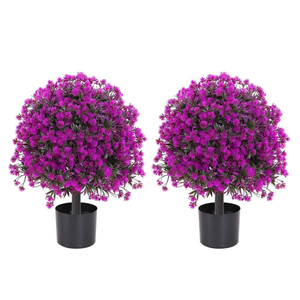 poetree 22 in. Purple Artificial Topiary Ball Tree in Pot (2-Pack) HDPP ...