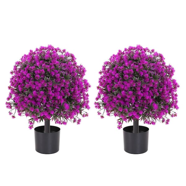 poetree 22 in. Purple Artificial Topiary Ball Tree in Pot (2-Pack) HDPP ...