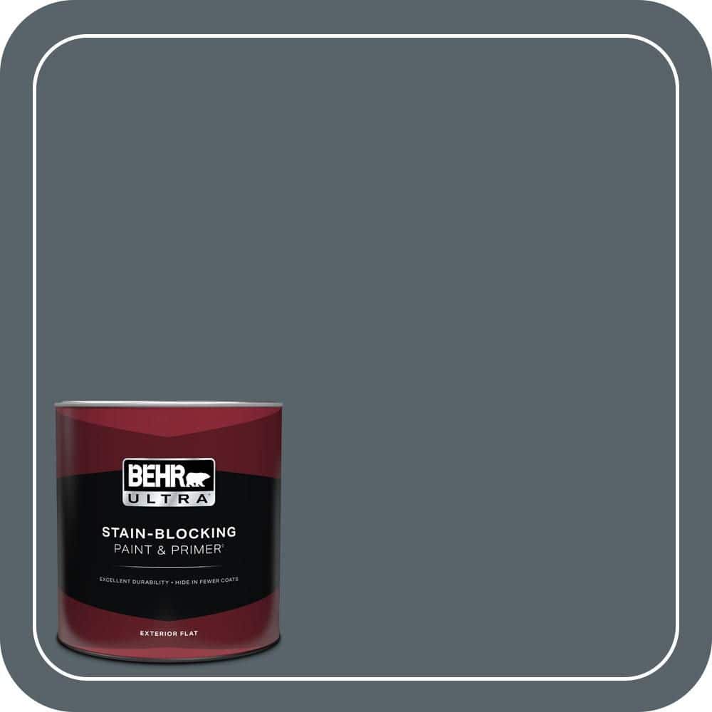 BEHR ULTRA 1 qt. #N490-6 Calligraphy Flat Exterior Paint & Primer ...