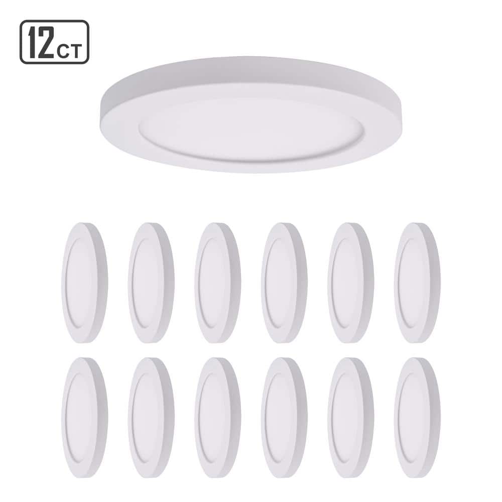 ENERGETIC LIGHTING 7 in. White Slim Flush Mount Integrated LED Ceiling ...