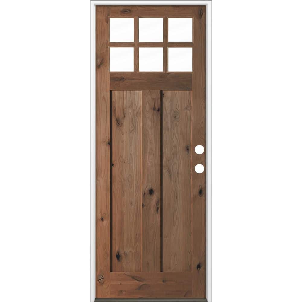 Krosswood Doors 42 in. x 96 in. Craftsman Knotty Alder Left-Hand ...