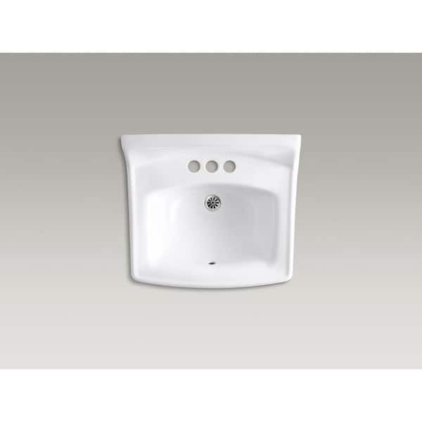 KOHLER Greenwich Wall-Mount Vitreous China Bathroom Sink in White with ...