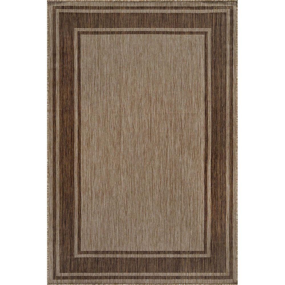 Beverly Rug Essence Jute 6 ft. x 9 ft. Bordered Easy to Clean Indoor ...