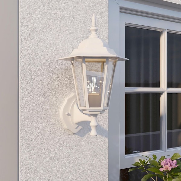 Uixe 1-Light White Porch Light Outdoor Hardwired Wall Lantern Scone ...