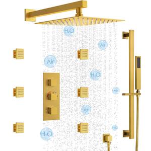 EVERSTEIN Luxury 3-Spray Patterns Thermostatic 12 in. Ceiling Mount Rainfall Shower Faucet and ...