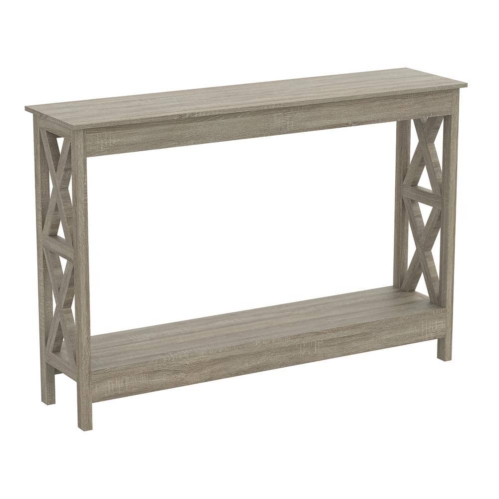 Safdie and Co. 47.25 in. L Rectangle Dark Taupe Wood Console Table with ...