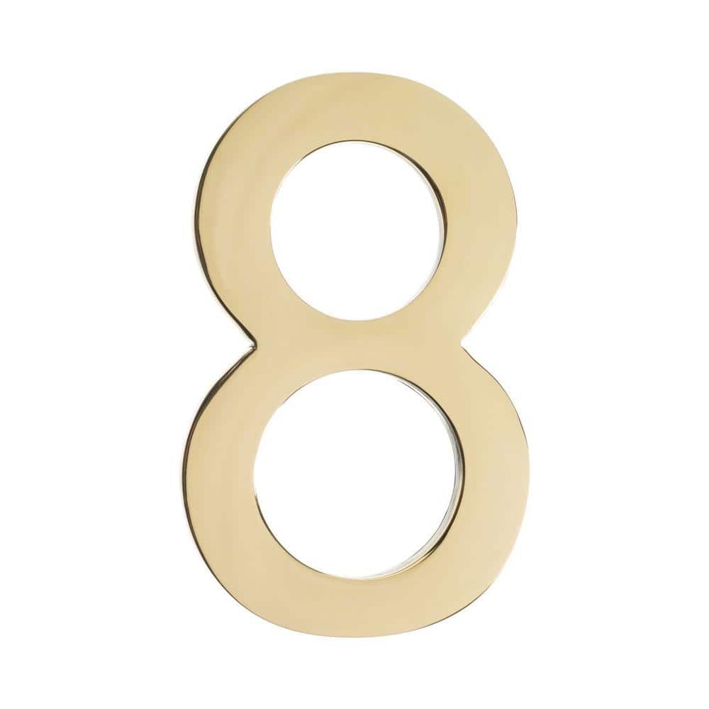 Architectural Mailboxes 4 In. Polished Brass Floating House Number 8 ...