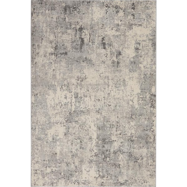 Nourison Rustic Textures Grey/Beige 6 ft. x 9 ft. Abstract Contemporary ...