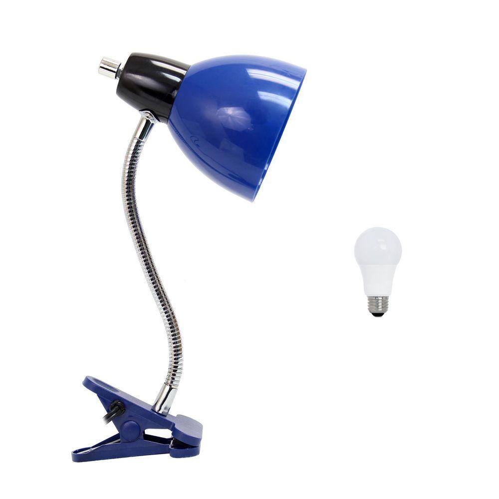 Simple Designs 15.25 in. Blue Plug-in Clip-on Adjustable Desk Lamp ...