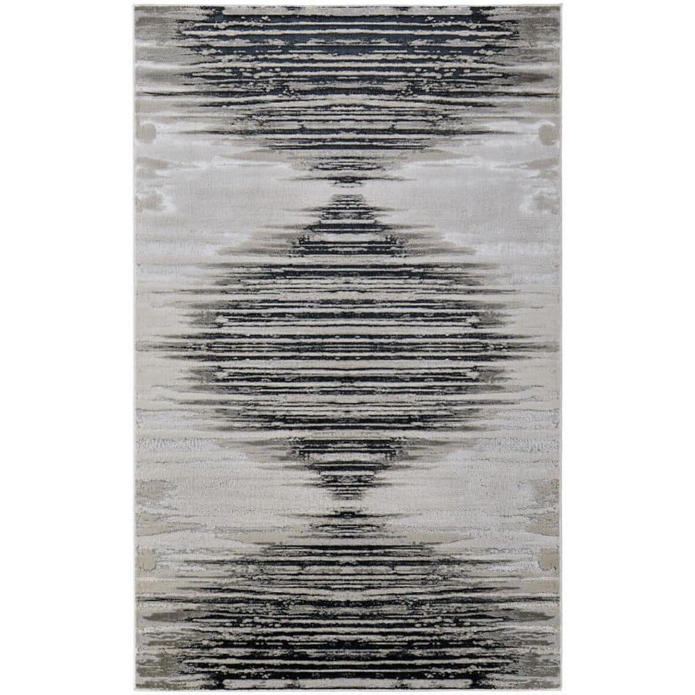 HomeRoots 5 X 8 Black, Silver Geometric Area Rug 2000565815 - The Home ...
