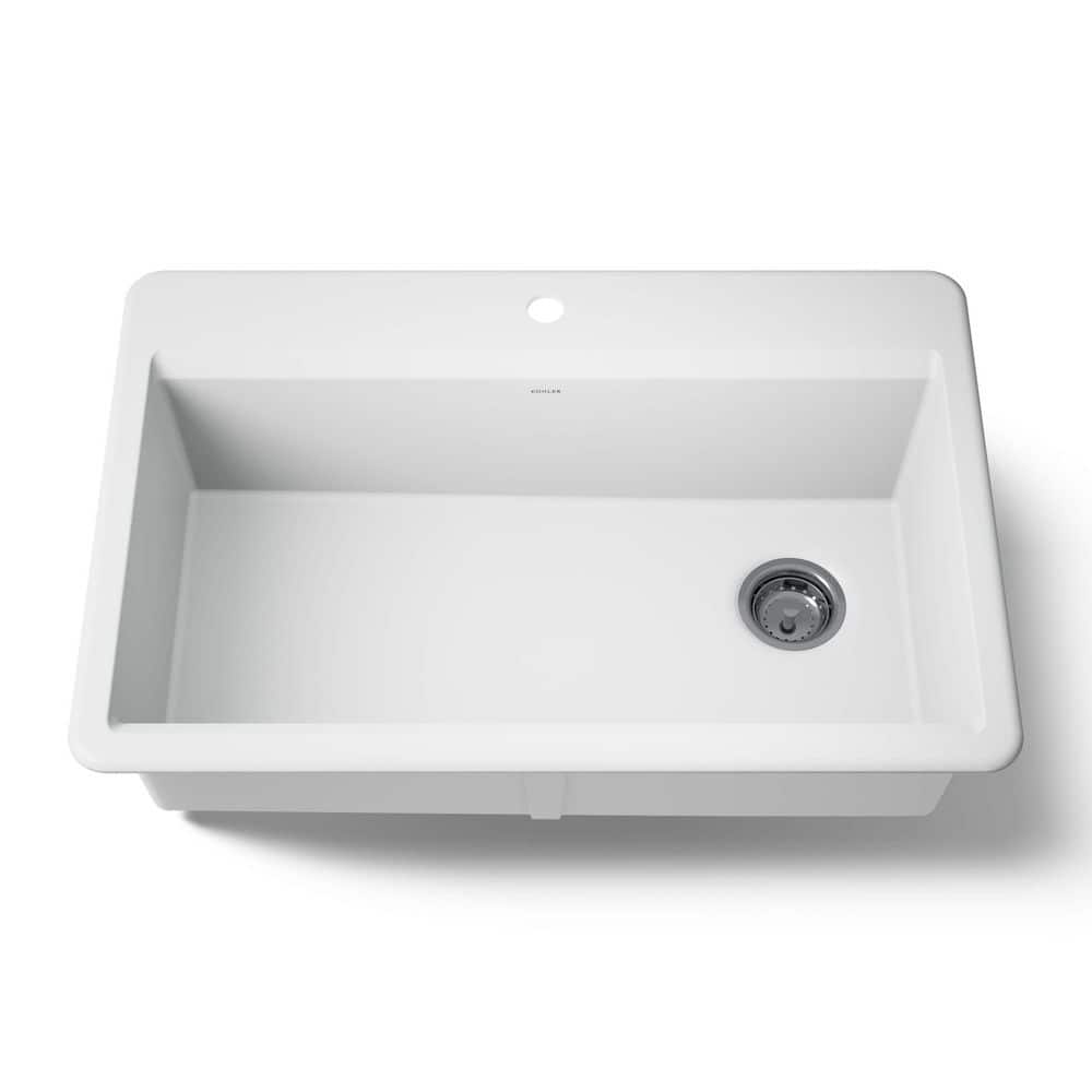 KOHLER Lassen 33 in. Drop-in Single Bowl Granite Composite Kitchen Sink ...