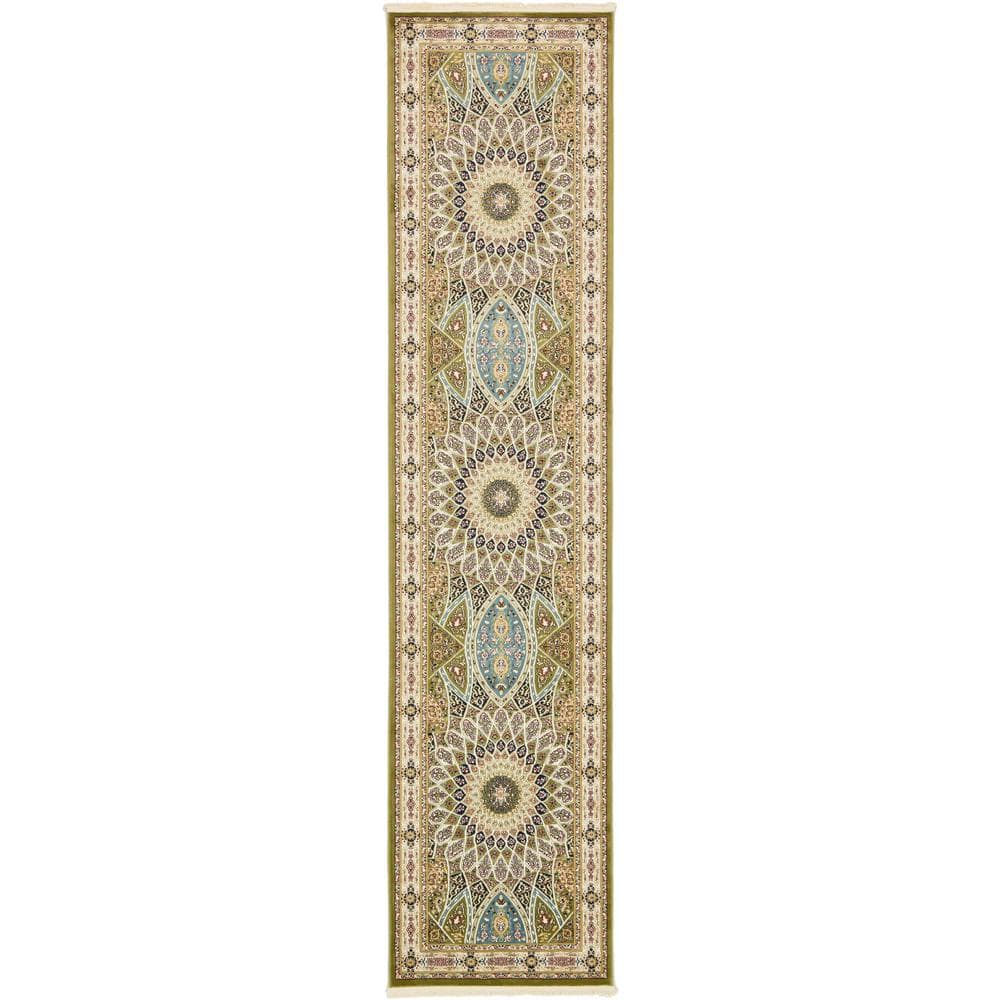 Unique Loom Narenj Adams Green 3' 0 x 13' 0 Runner Rug 3135759 - The ...