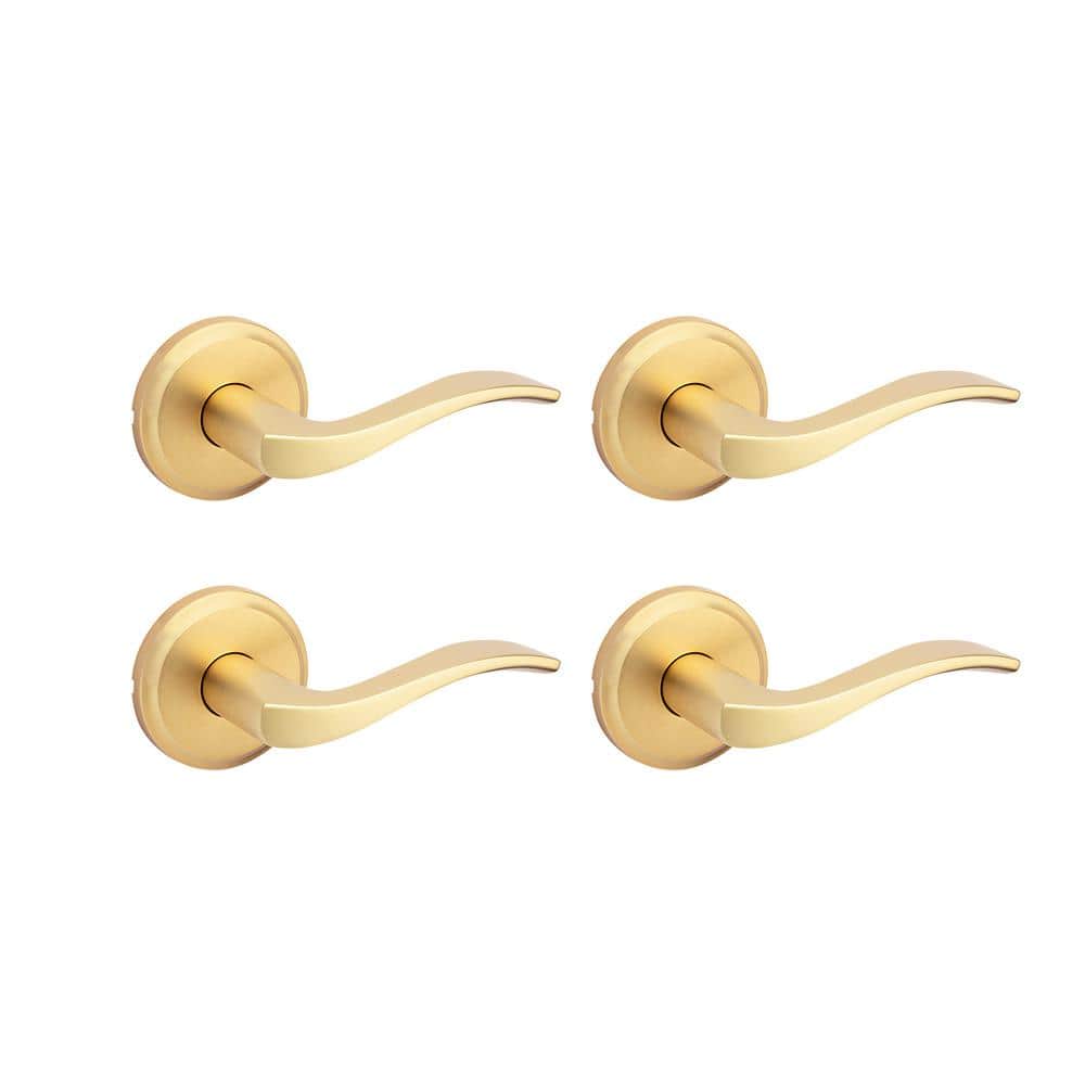 Reviews for Kwikset Sedona Satin Brass Hall Closet Door Handle with ...