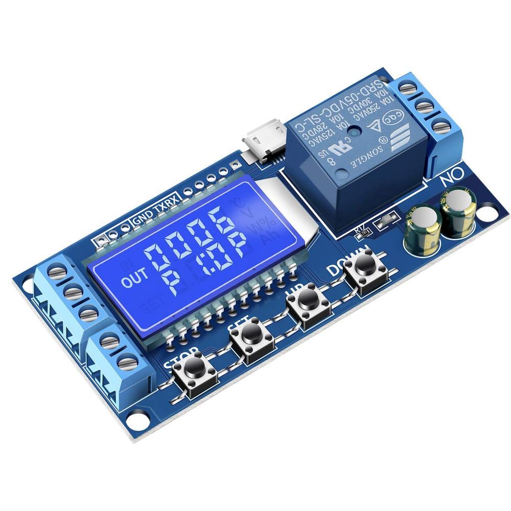 Vrbgify 5 Amp 12V DC 9999 min. Indoor Countown Time Delay Relay ...