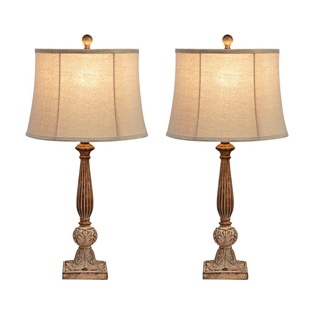 Maxax Salem 27 .5" Brown Table Lamp Set With Teal Shade (Set of 2) T09 ...