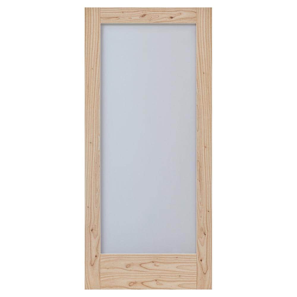 JELD-WEN MODA Rustic 30 in. x 80 in. Solid Wood Full Lite Frosted Glass ...