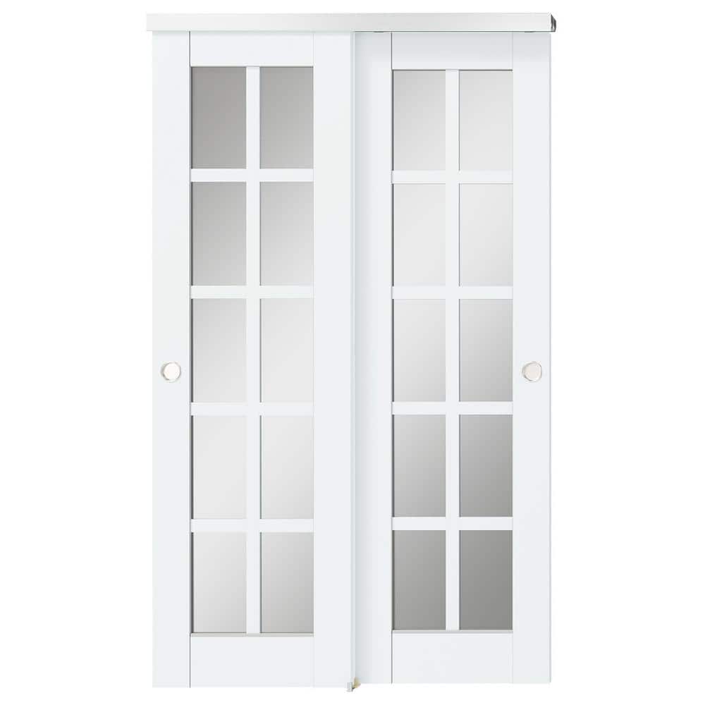 TENONER 48 in. x 80 in. (Double 24 in.) 10-Lite White No Bore Mirrored ...