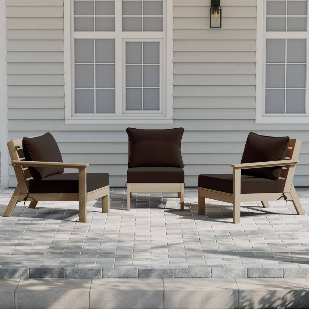 WESTIN OUTDOOR Birchwood Weathered Wood Arrangeable Outdoor Patio 3 ...