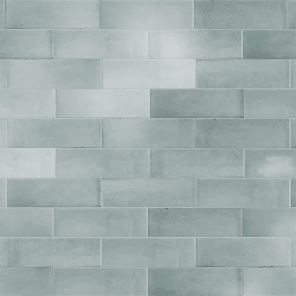Merola Tile Coco Glossy Blue Grass 2 in. x 5-7/8 in. Porcelain Wall ...