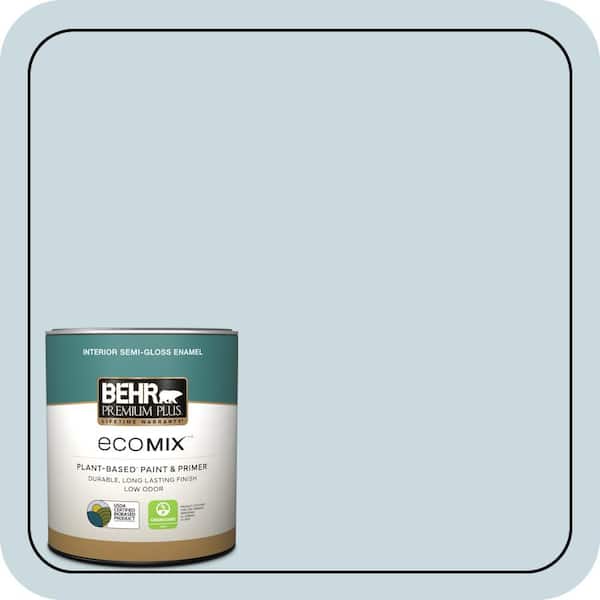 BEHR PREMIUM PLUS 1 qt. #MQ3-53 Sky Light View Semi-Gloss Enamel EcoMix ...