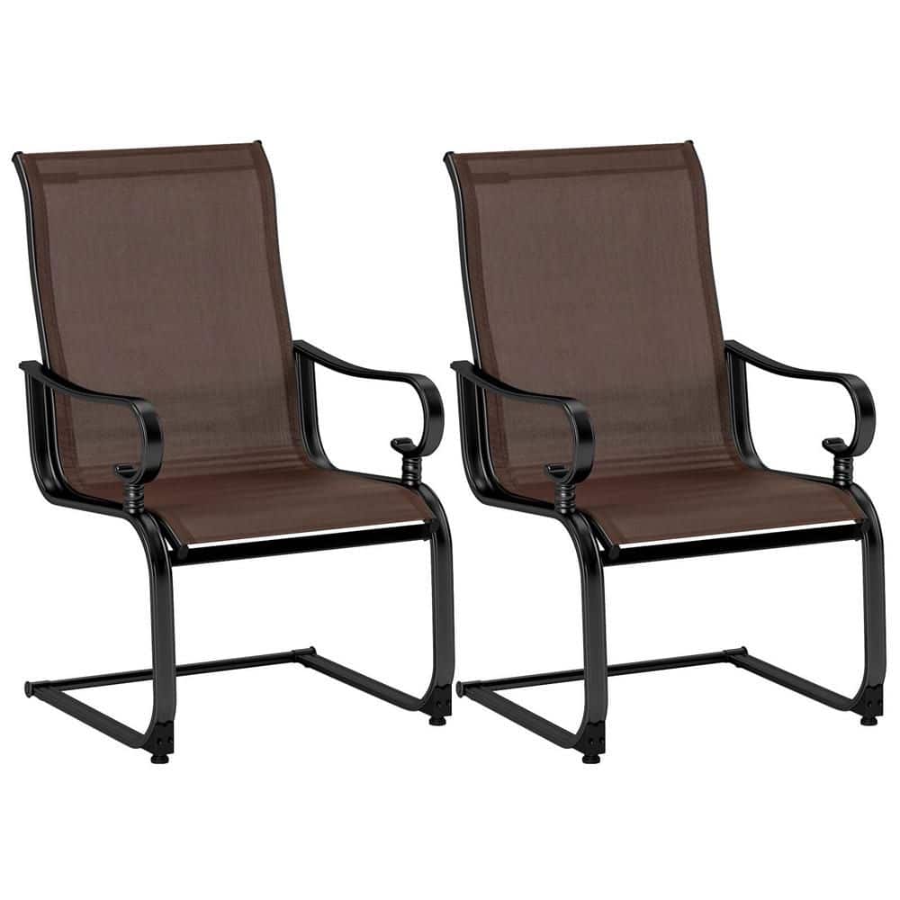 Costway 2pcs C-Spring Motion Outdoor Dining Chairs All Weather Heavy ...
