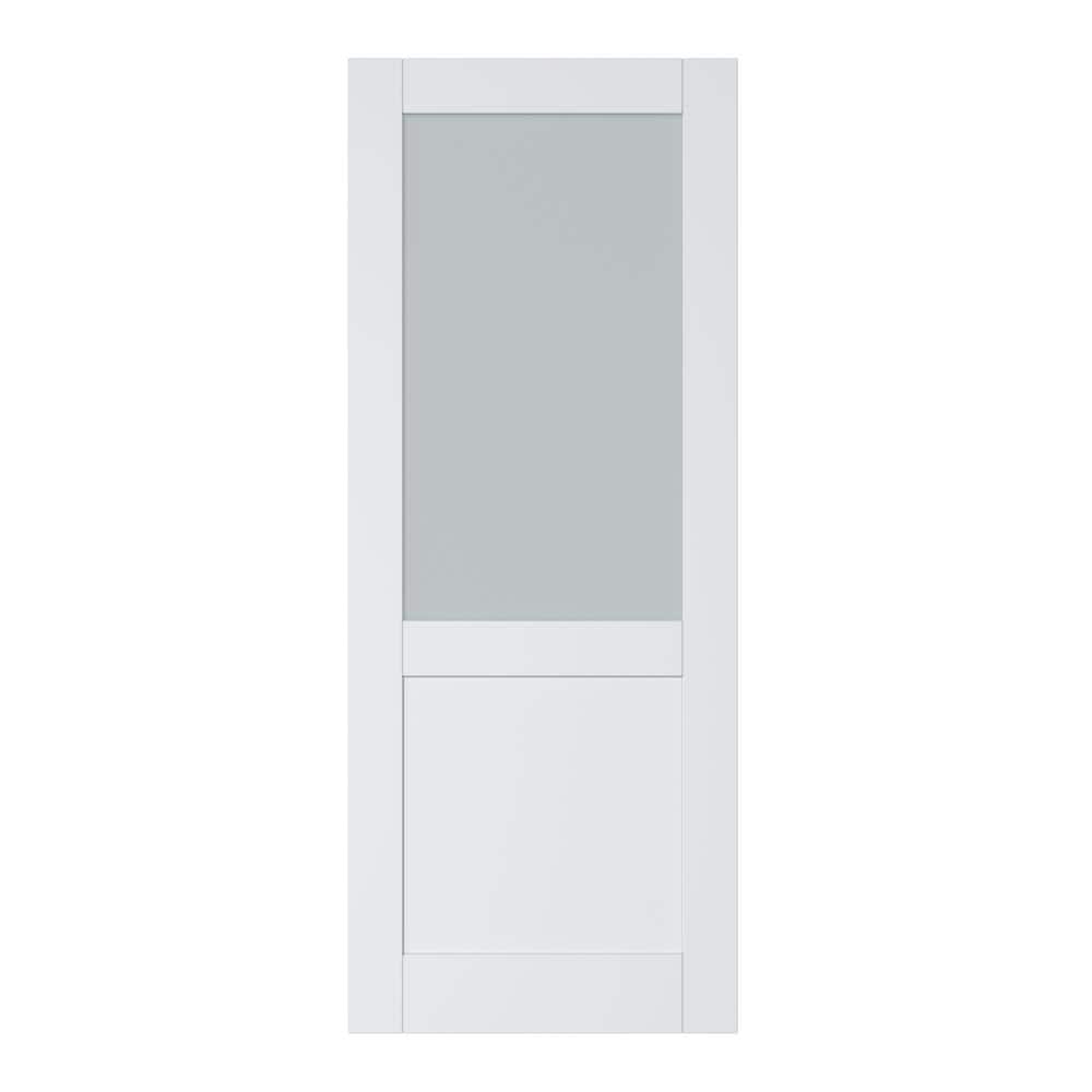 ARK DESIGN 36 in. x 80 in. White Primed 1/2-Lite Frosted Glass Door ...