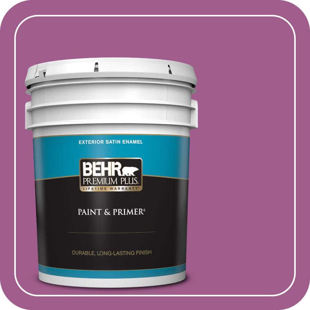 BEHR PREMIUM PLUS 5 gal. #P110-6 Wild Berry Satin Enamel Exterior Paint ...