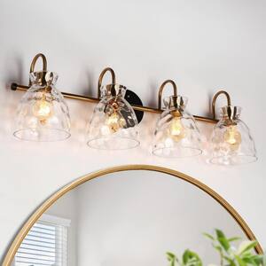 Uolfin Modern Bathroom Bell Vanity Light 4-Light Black and Brass Powder ...