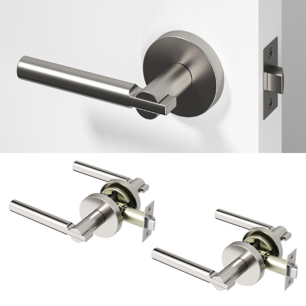 Okun Terra Metal Brushed Nickel Passage Hall/Closet Round Door Handle ...