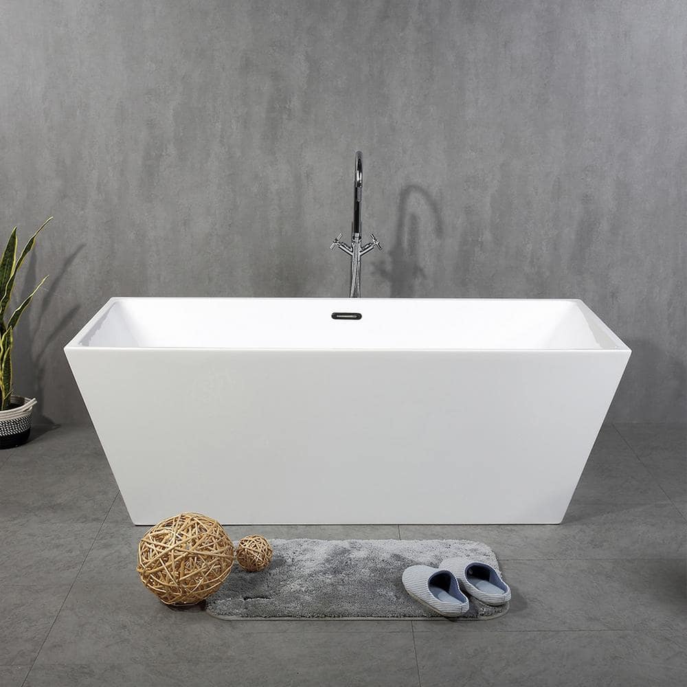 Maincraft 59 in. Freestanding Acrylic Flatbottom Non-Whirlpool Bathtub ...
