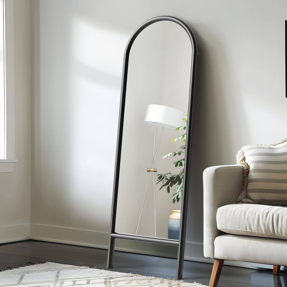 21 in. W x 64 in. H Ladder-Style Arched Solid Wood Framed Mirror in ...