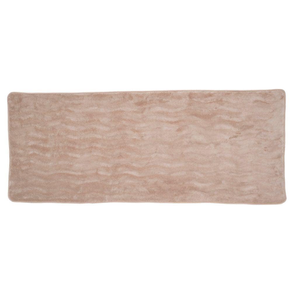 Lavish Home Taupe 24.25 in. x 60 in. Memory Foam Extra Long Bath Mat 67 ...