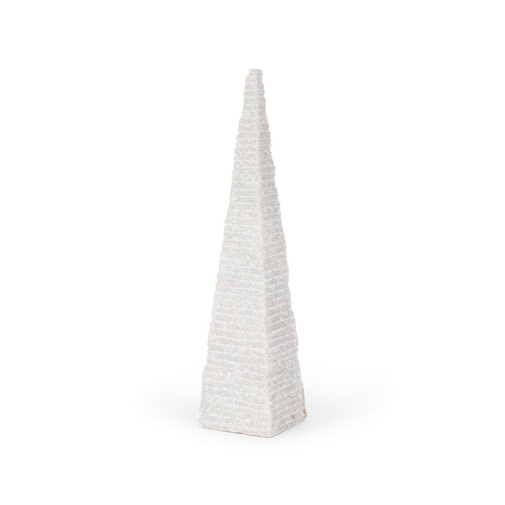 Mercana Pyramid White Rough Marble Obelisk 16 in. 70502 - The Home Depot