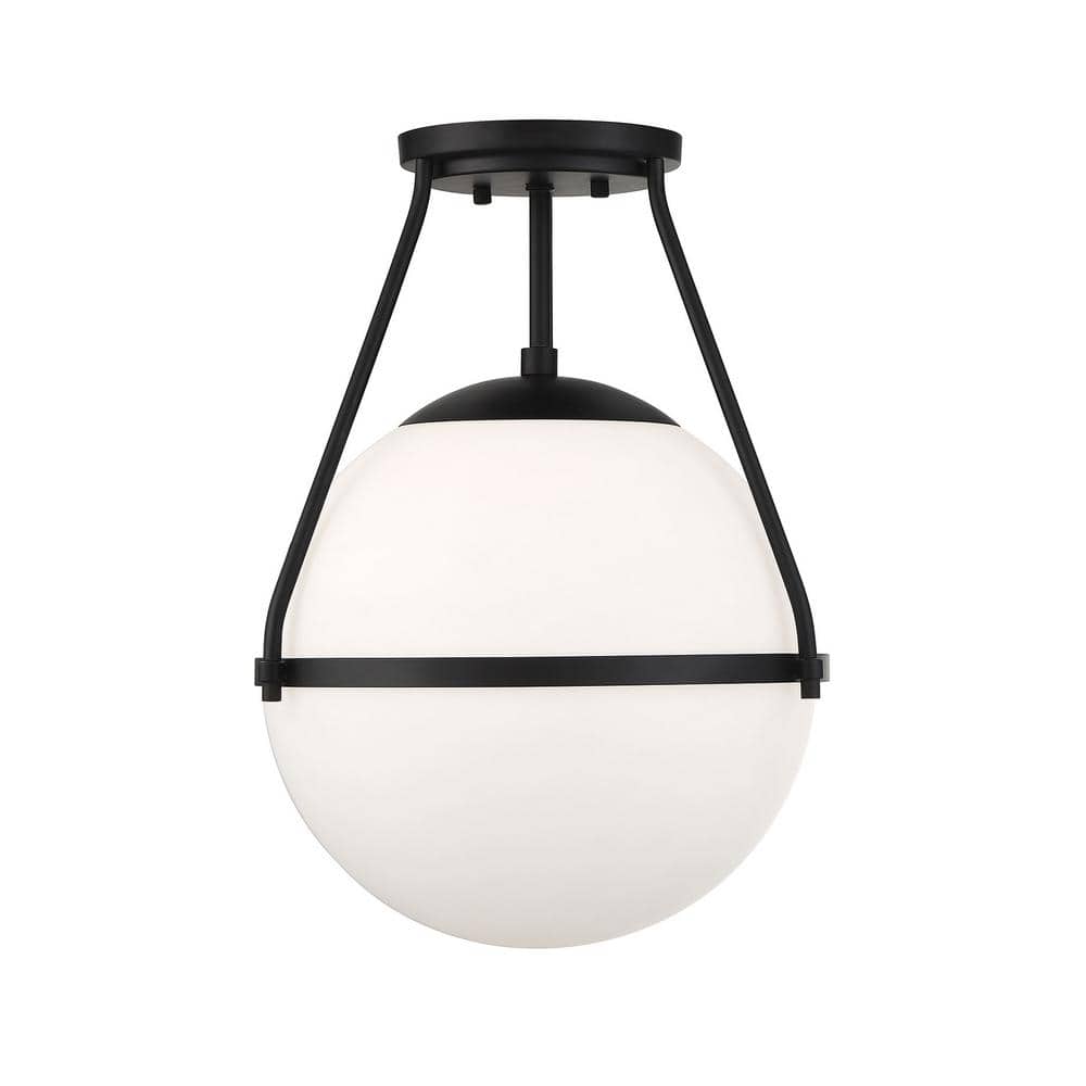TUXEDO PARK LIGHTING 13 in. W x 17.25 in. H 1-Light Matte Black Semi ...