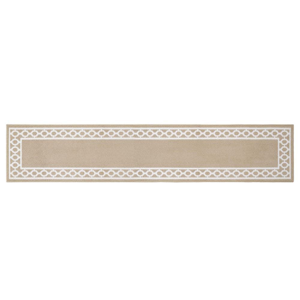 Jean Pierre NEW YORK Machine Washable Non-Skid Beige /White 2.5 ft. x ...